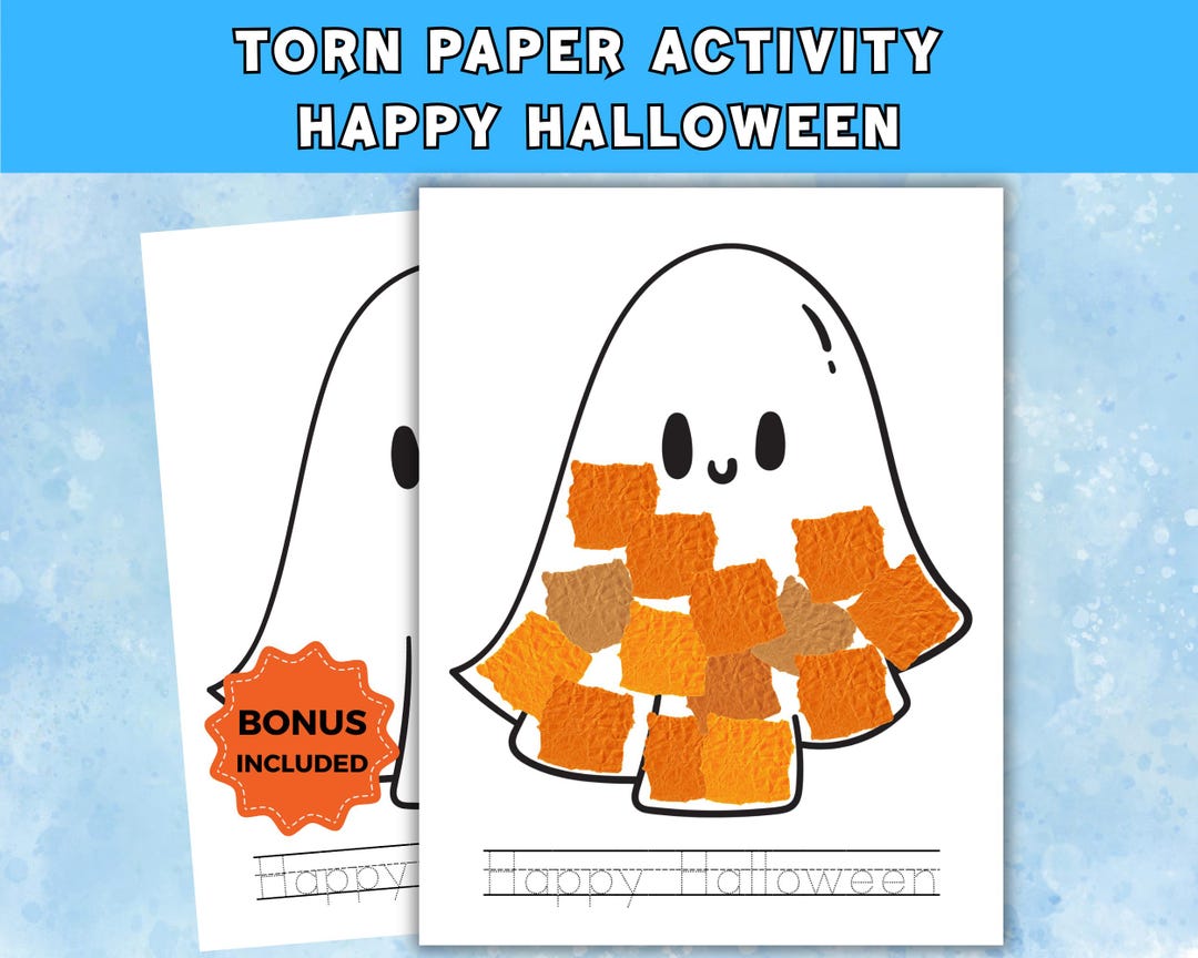 Happy Halloween Torn Paper Activity, Preschool Fine Motor, Occupational ...