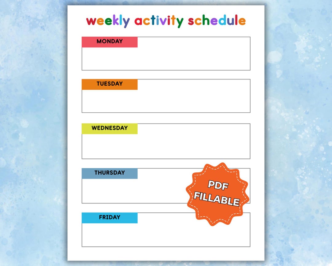 Fillable Daycare Weekly Activity Schedule, Preschool Curriculum Planner ...