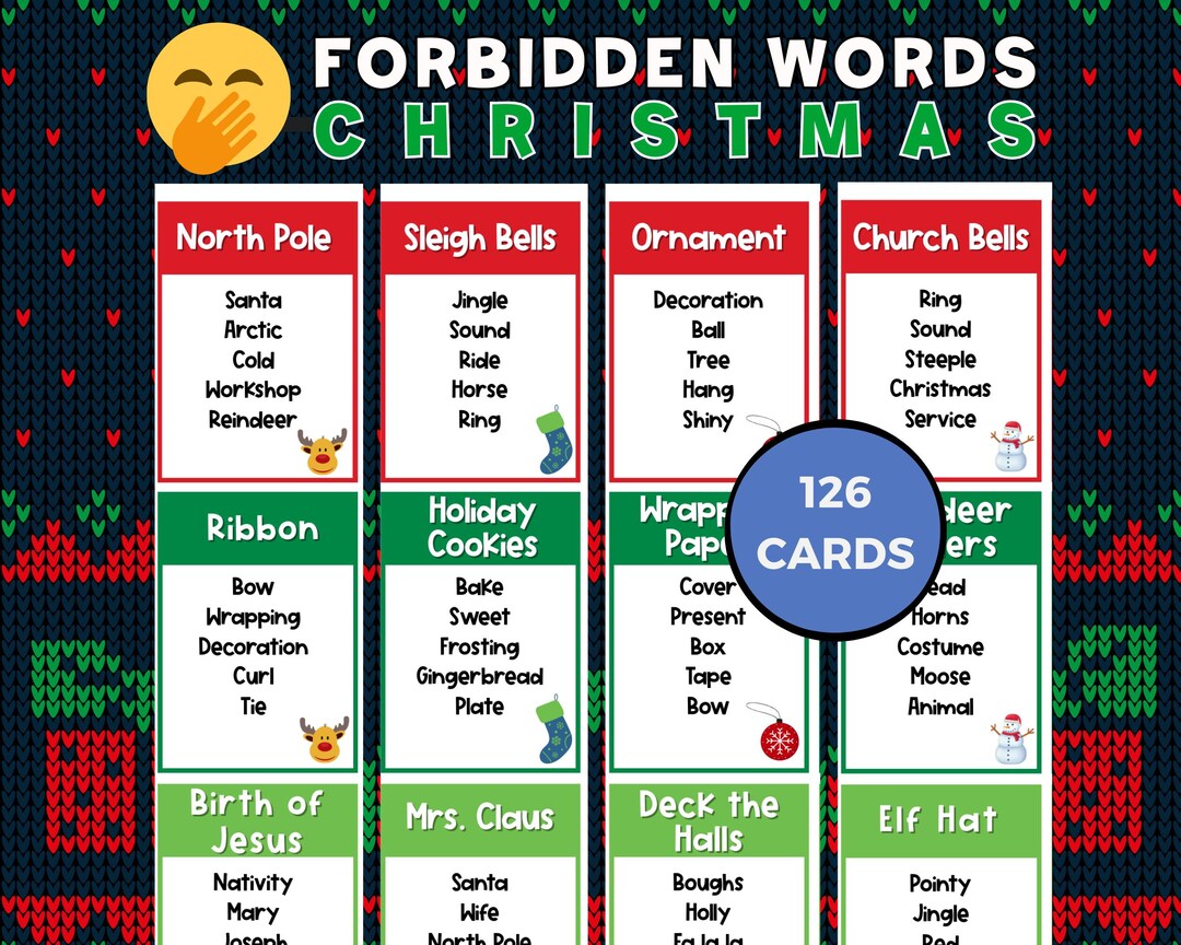 Forbidden Words Game Christmas Edition, Familygame, Family Reunion ...