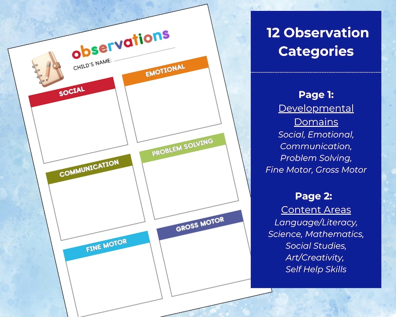 Student Observation Form, Observation Sheet for Infant, Toddler ...