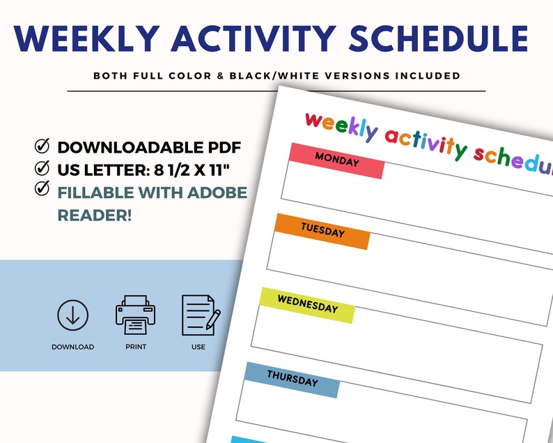 Fillable Daycare Weekly Activity Schedule, Preschool Curriculum Planner ...