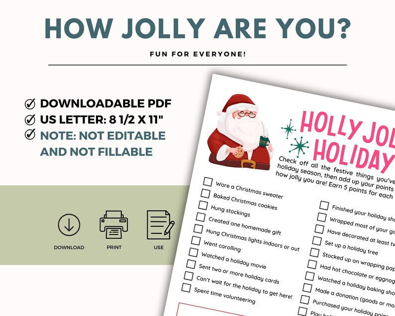 How Jolly Are You Game for Adults, Family Game Night, Printable ...