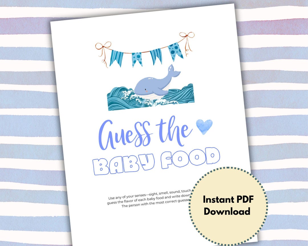 Nautical Theme Baby Shower Game, Guess the Baby Food Game, Fun Baby ...