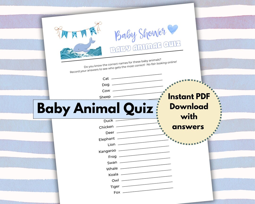 Nautical Theme Baby Shower Game, Baby Animals Game, Fun Baby Shower ...
