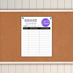 Team Snack Sign up Sheet, Sports Team Snack Sign Up, Food List, Allergy ...