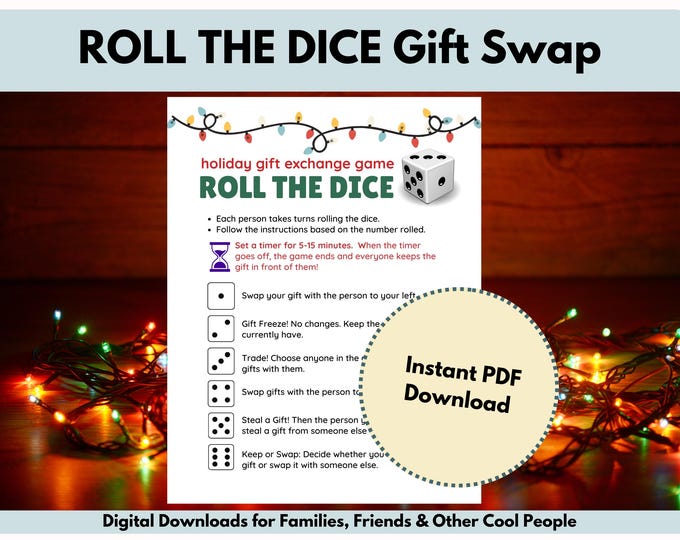 Holiday Gift Exchange Roll the Dice, Christmas Party Game, Holiday Game ...