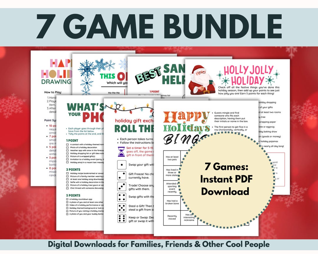 BUNDLE - Seven Holiday Games for Your Next Family Game Night, Great as ...