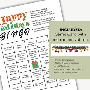 Happy Holiday Bingo, Get to Know You, Family Game Night, Find the Guest ...