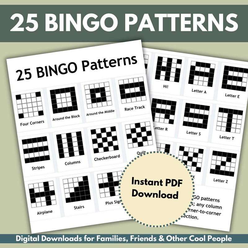 Bingo Pattern Template - Etsy