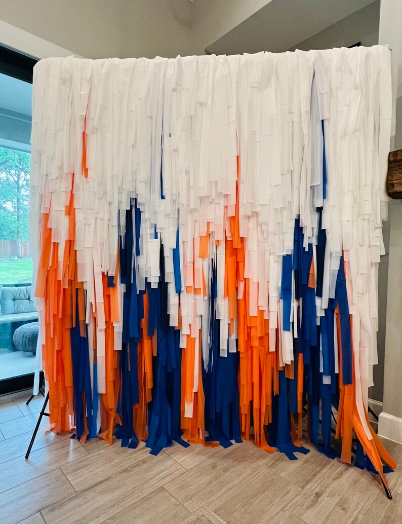 Take It Back- Fringe Backdrop- White, Orange, and Blue - Etsy