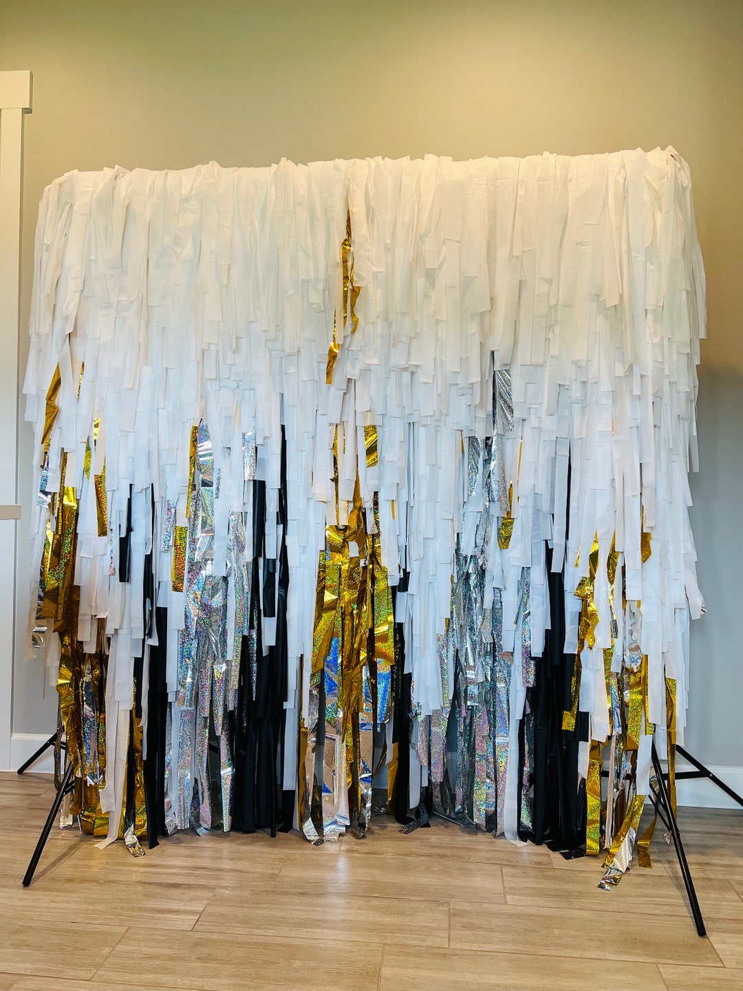 Pop Fizz Clink- Fringe Backdrop- White, Gold, and Silver - Etsy