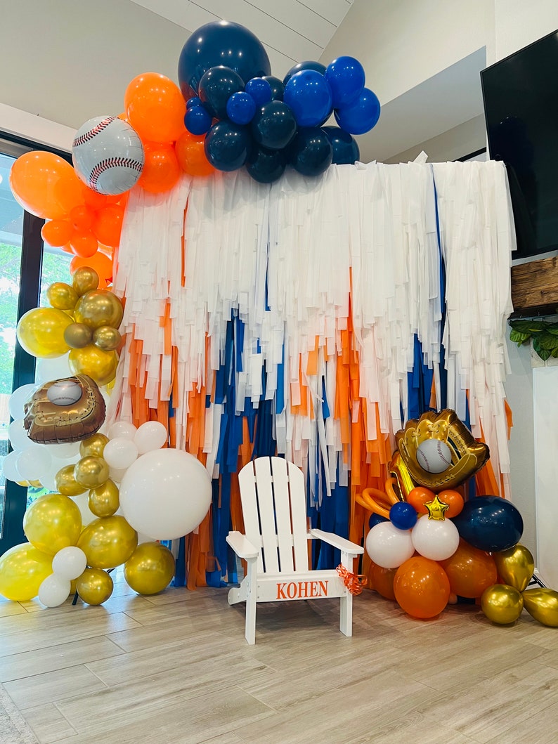 Take It Back- Fringe Backdrop- White, Orange, and Blue - Etsy