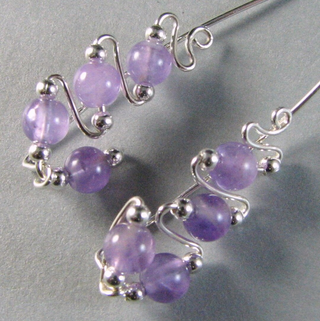 Cape Amethyst Ear Climbers Gemstone Beads Wrap Jacket Vines Purple ...