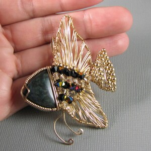 14k Gold Filled Wire Wrapped Art Pendant Slide Angelfish Rainbow ...