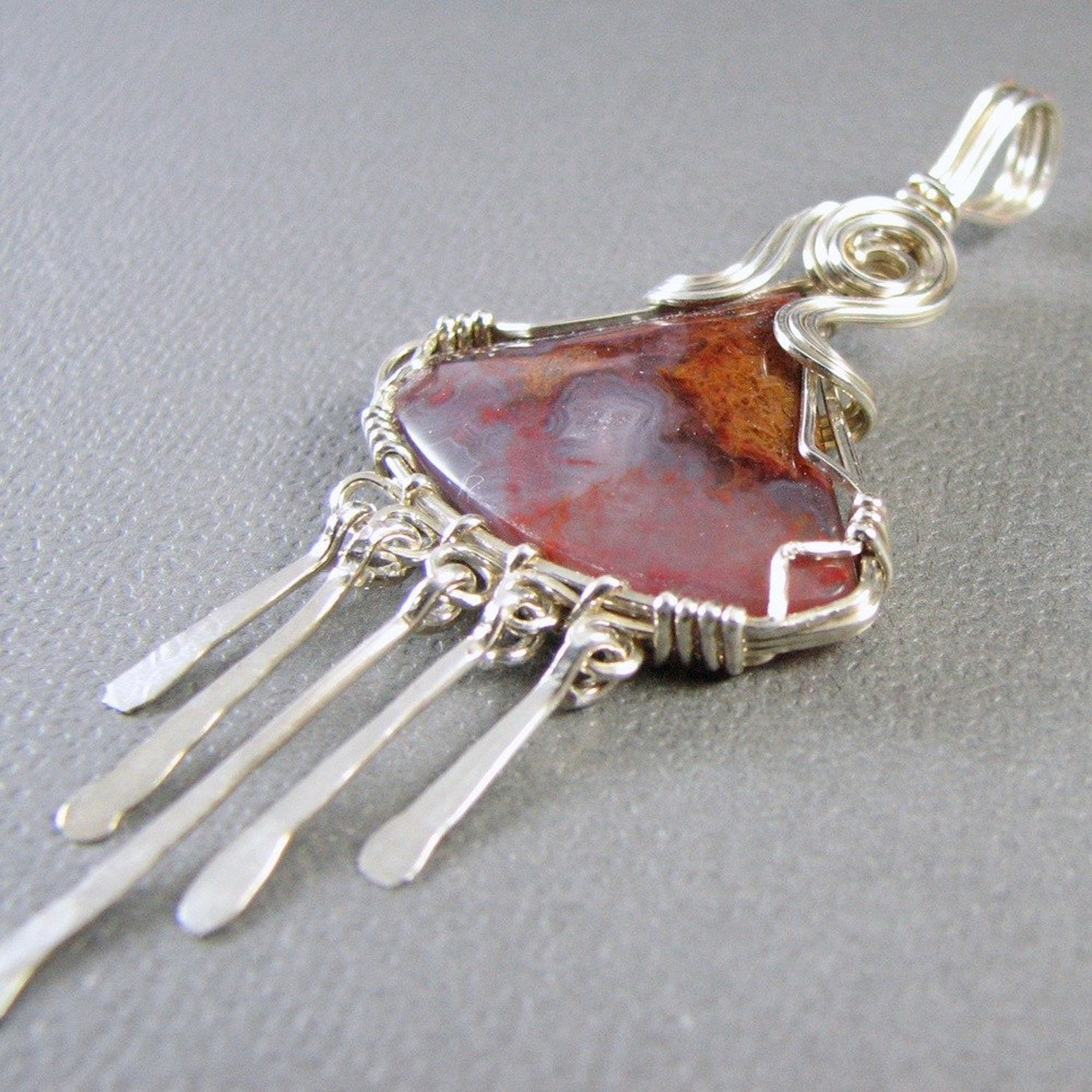 Cathedral Moss Agate Sterling Silver Wire Art Pendant Wire Wrapped - Etsy