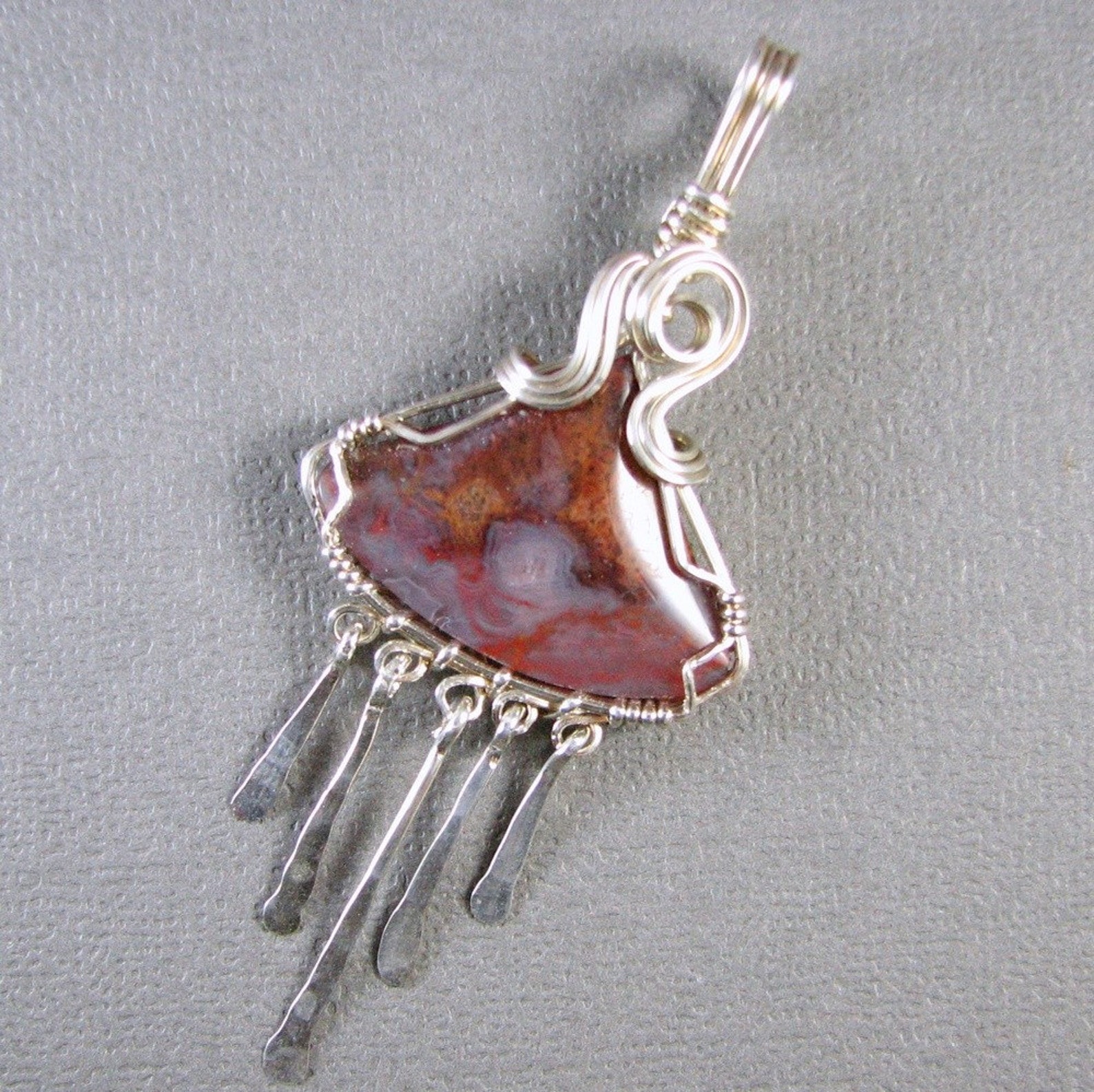 Cathedral Moss Agate Sterling Silver Wire Art Pendant Wire Wrapped - Etsy