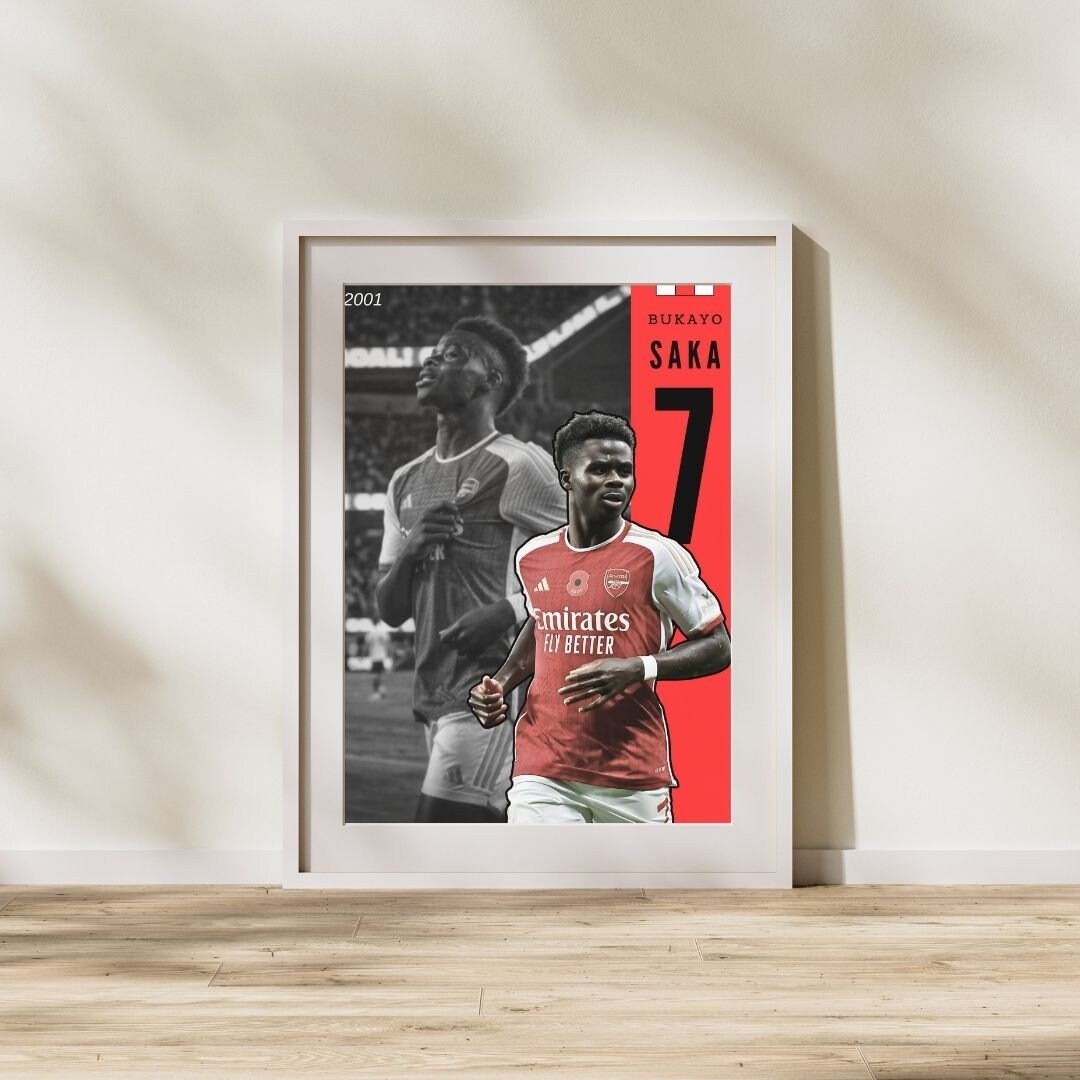 Saka Poster, Bukayo Saka Prints, Arsenal Fan, Arsenal Fan Gifts, Bukayo ...