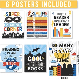 6 Superhero Reading Posters for Classroom Library Decorations for ...