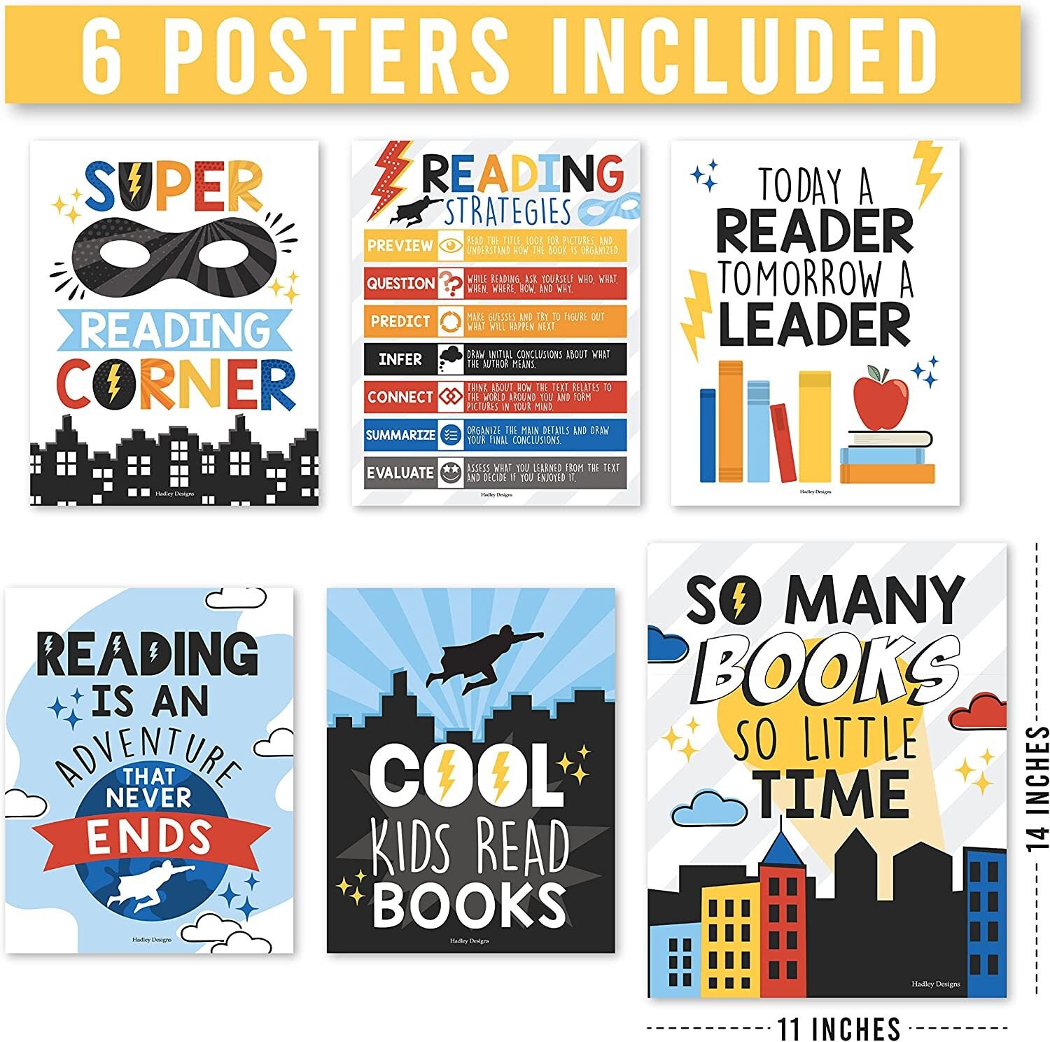 6 Superhero Reading Posters for Classroom Library Decorations for ...