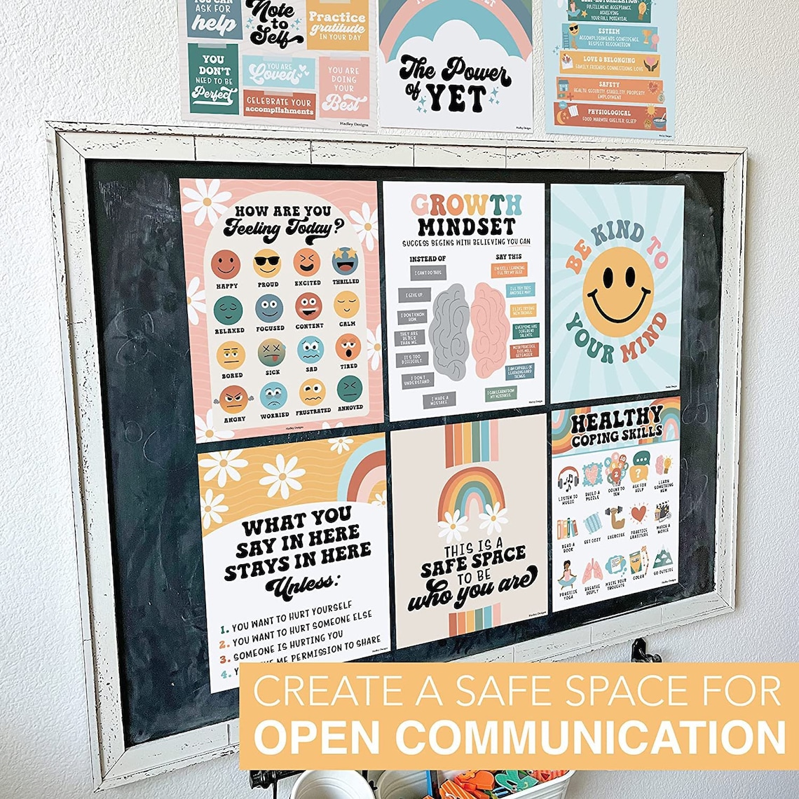 9 Retro Mental Health Posters for Classroom Elementary School Counselor ...