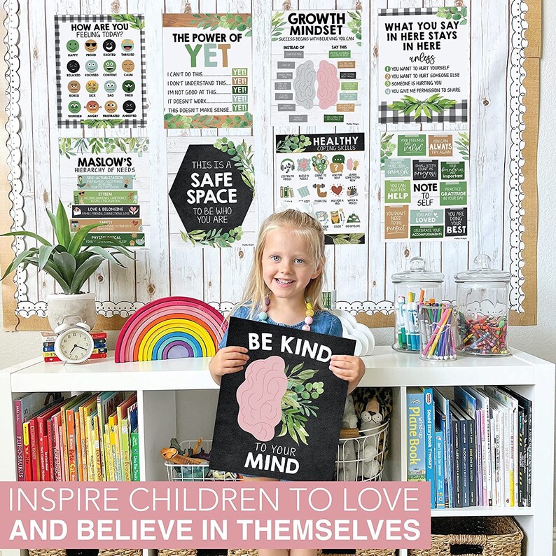 9 Farmhouse Mental Health Posters for Classroom Elementary School ...