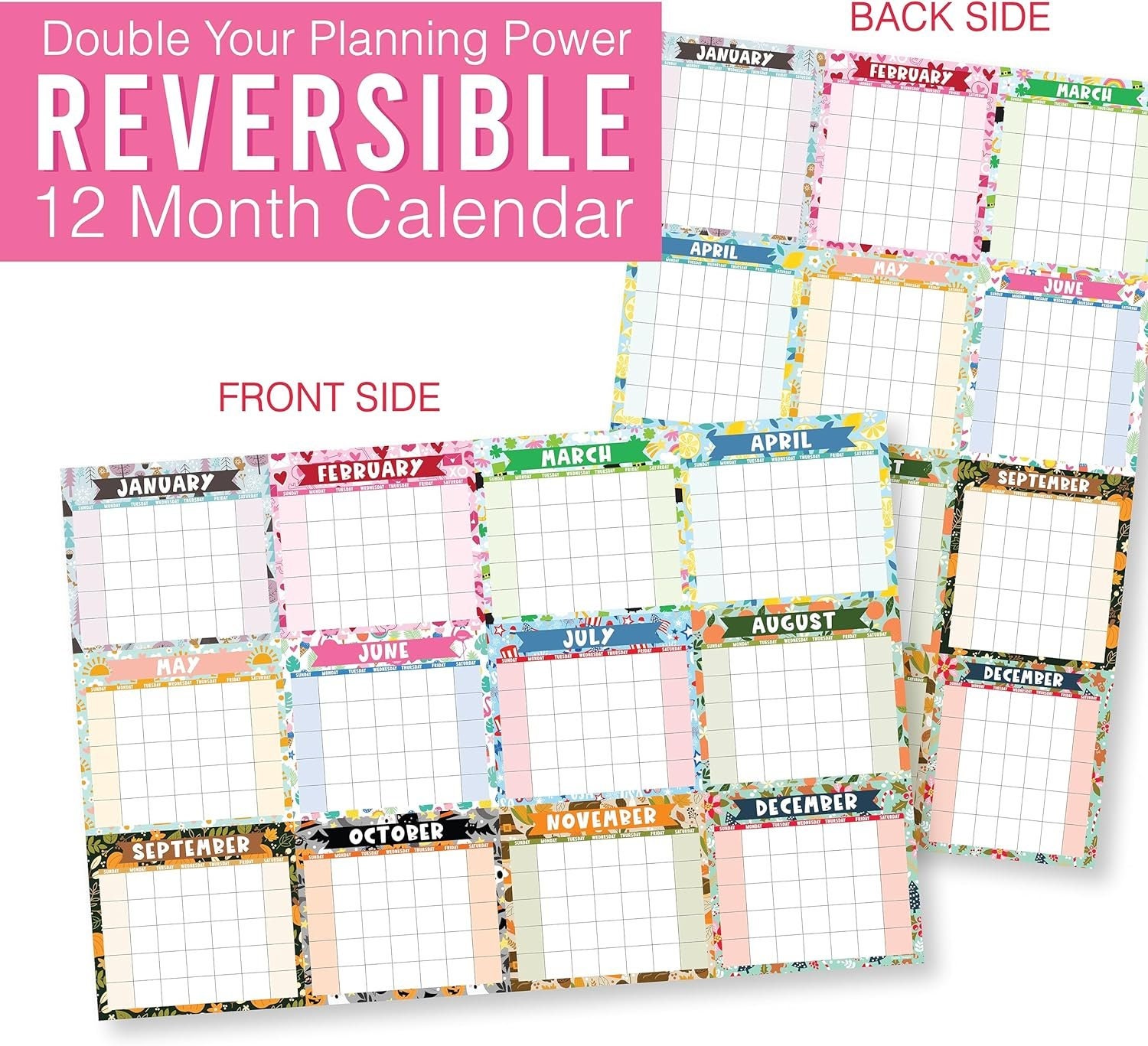 Doodle 12 Month Dry Erase Calendar for Wall Large Calendar Whiteboard ...