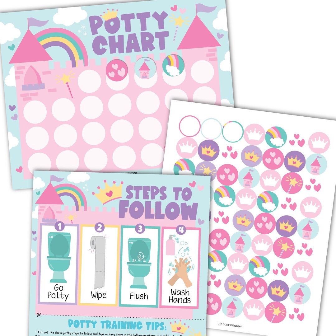 Princess Potty Training Chart for Toddler Girl Potty Training Sticker ...