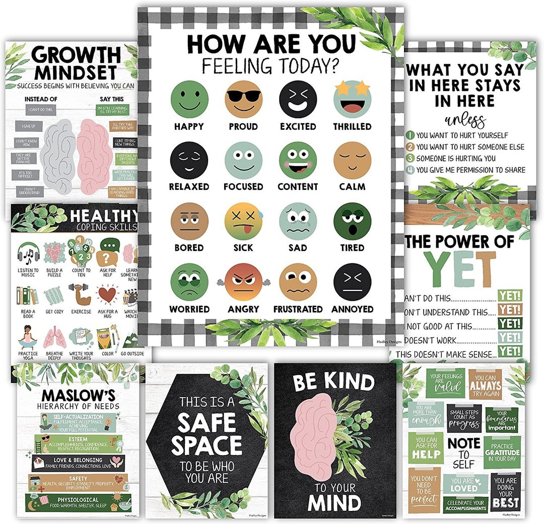 9 Farmhouse Mental Health Posters for Classroom Elementary School ...