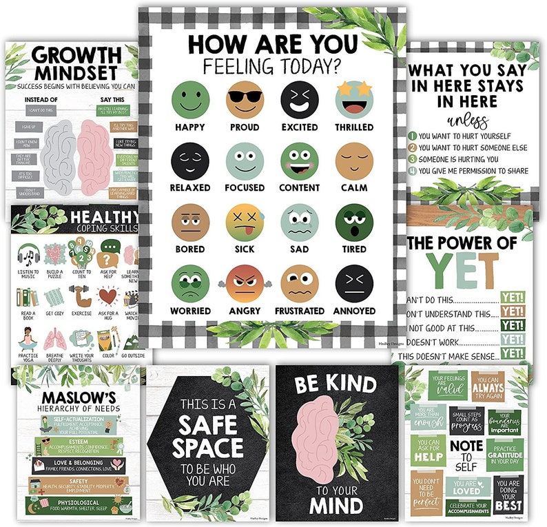 9 Farmhouse Mental Health Posters for Classroom Elementary School ...