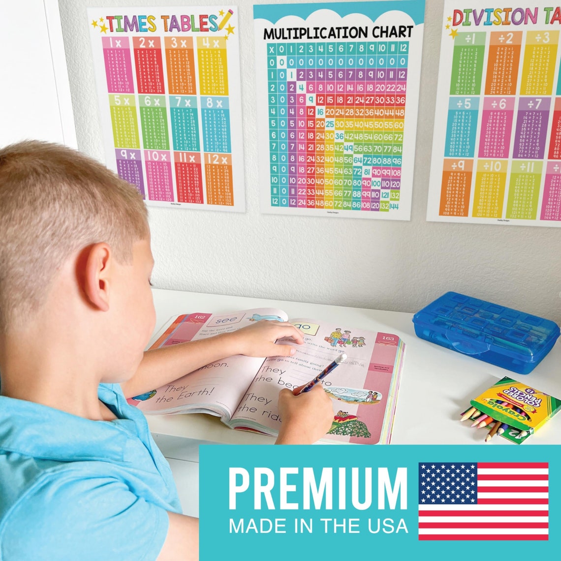 9 Colorful Multiplication Chart Poster for Wall Multiplication Poster ...