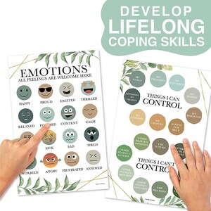 4 Greenery Feelings Chart for Kids Learning Posters for Walls List of ...