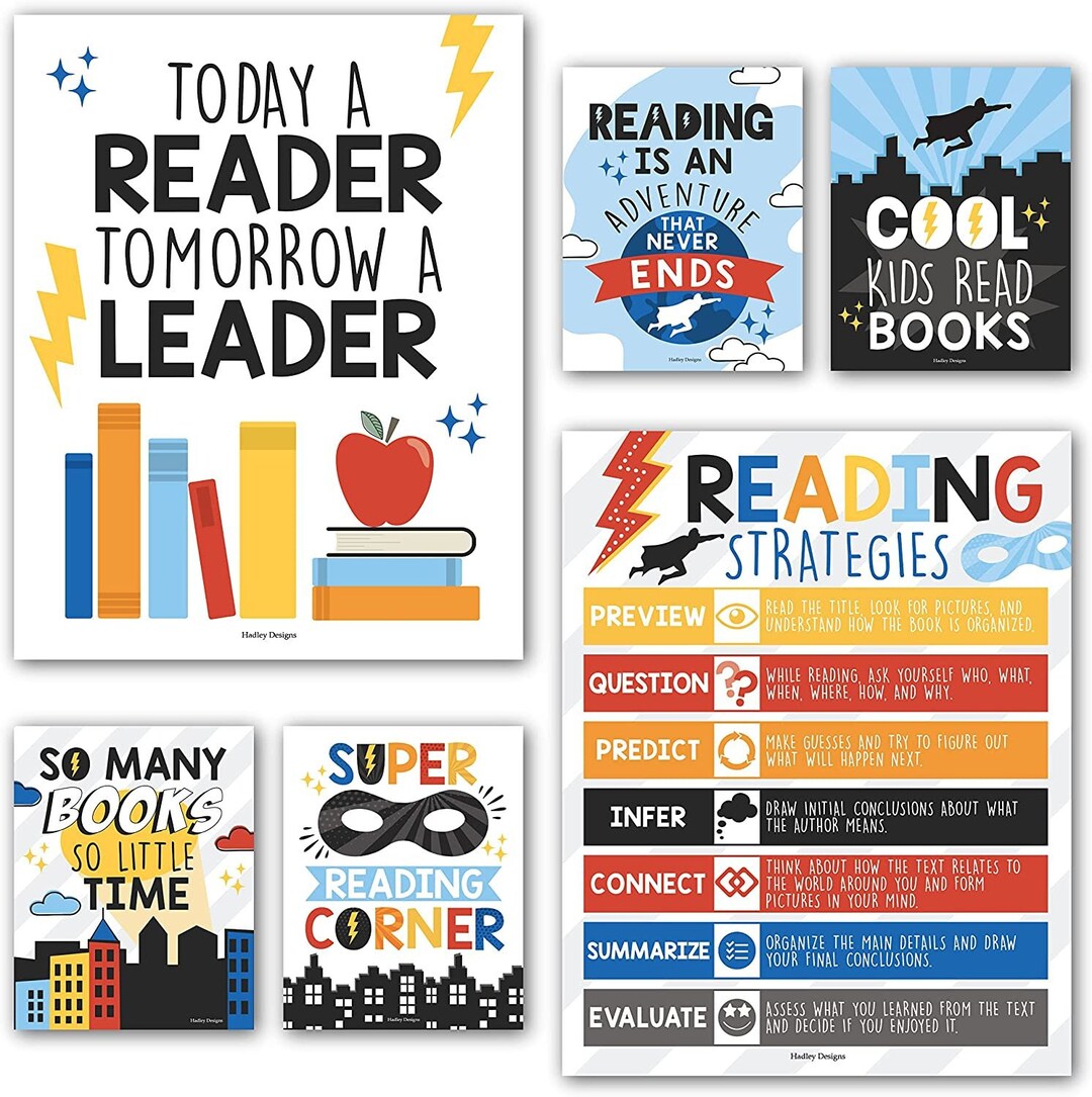 6 Superhero Reading Posters for Classroom Library Decorations for ...