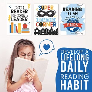 6 Superhero Reading Posters for Classroom Library Decorations for ...