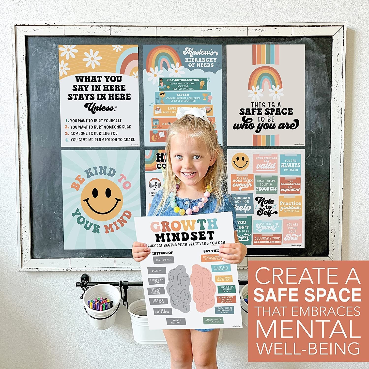 9 Retro Mental Health Posters for Classroom Elementary School Counselor ...
