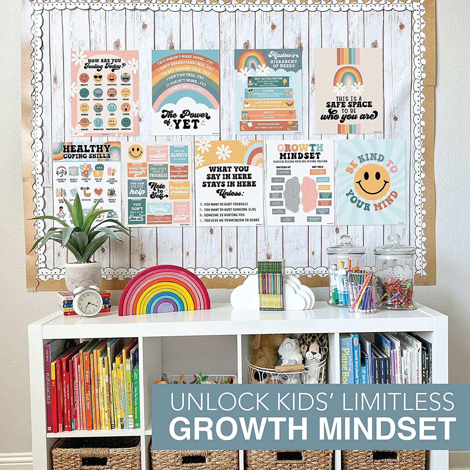 9 Retro Mental Health Posters for Classroom Elementary School Counselor ...