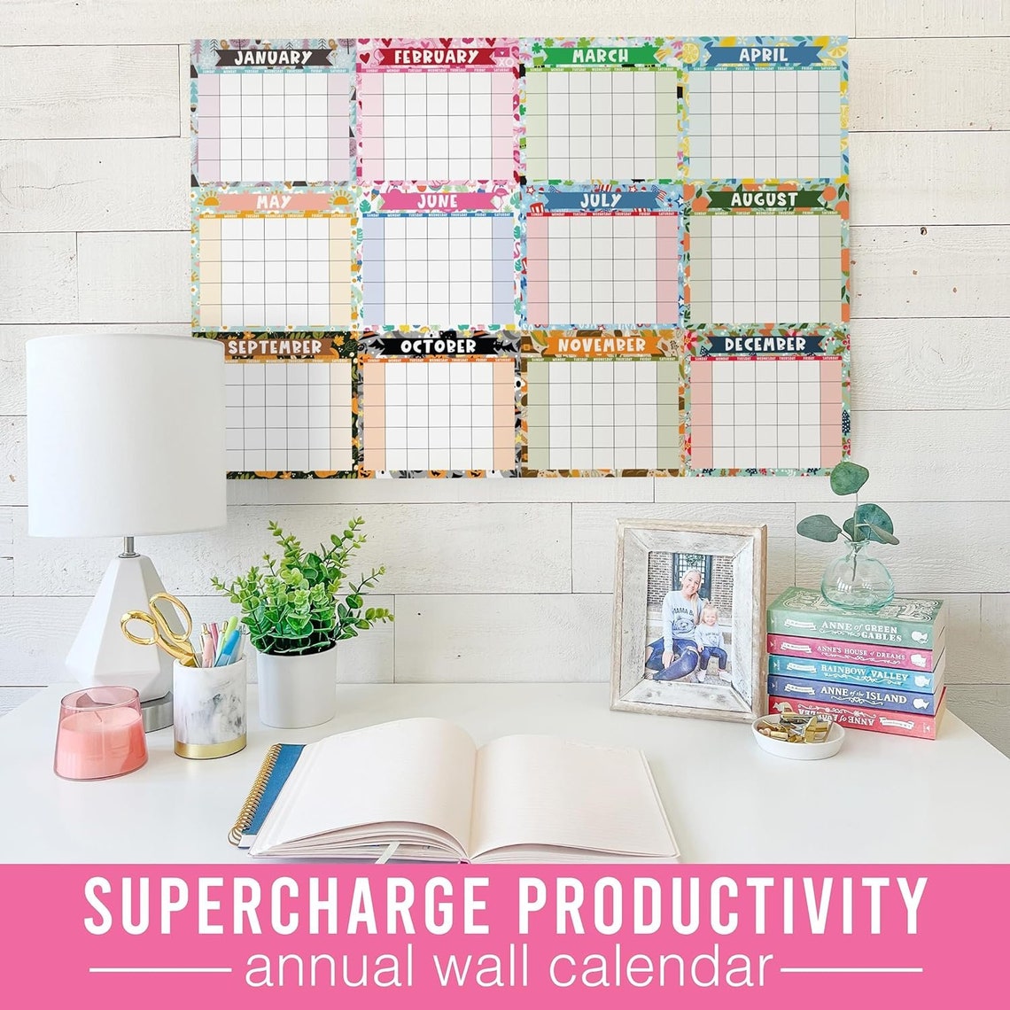 Doodle 12 Month Dry Erase Calendar for Wall Large Calendar Whiteboard ...