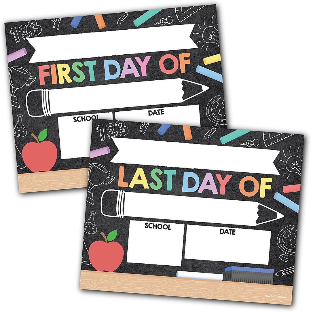 10 Colorful Chalk Board Back to School Signs First and Last Day of ...