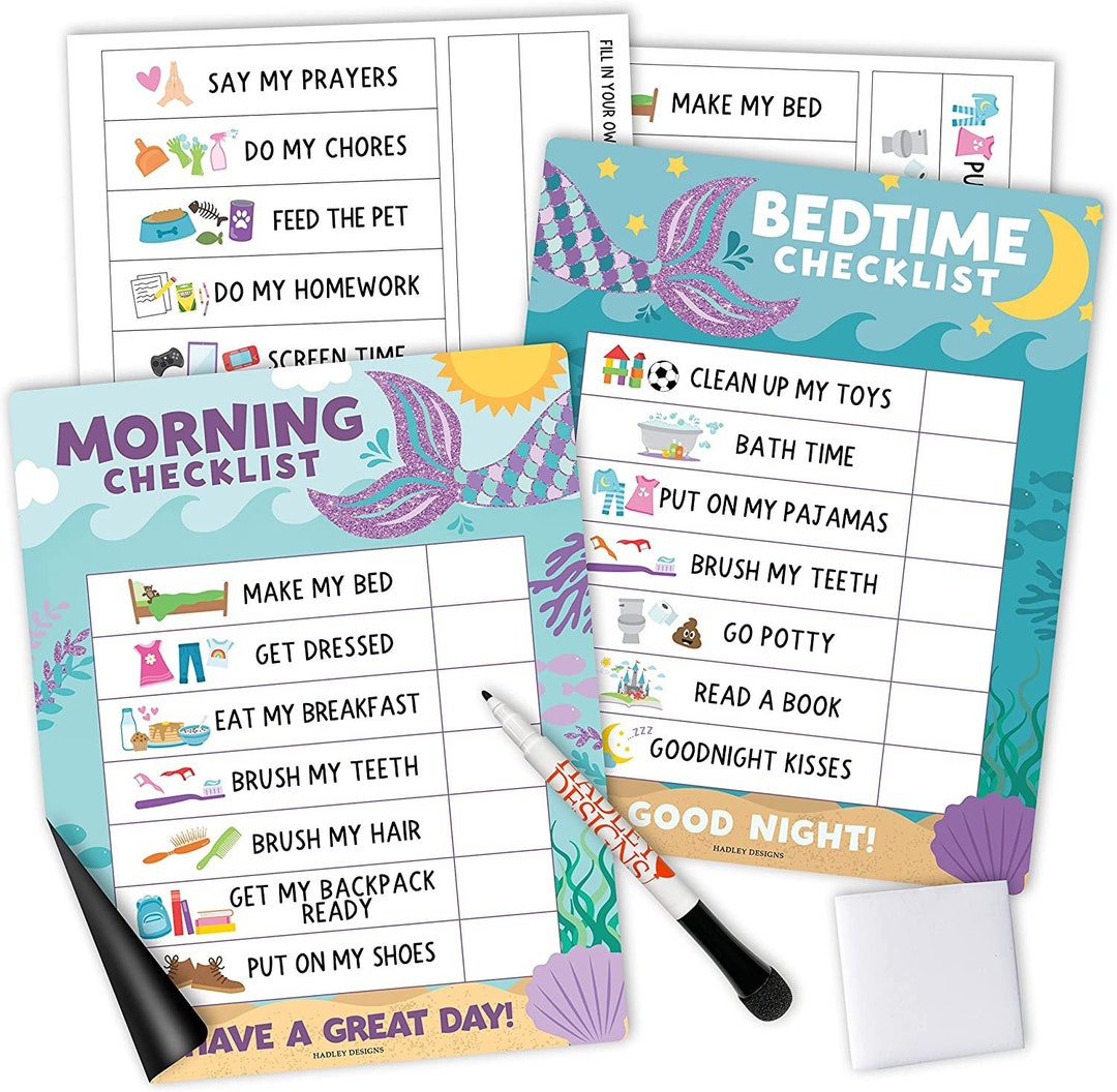 Mermaid Daily Schedule for Kids Schedule Board for Home Reward Chart ...