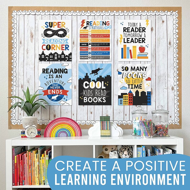 6 Superhero Reading Posters for Classroom Library Decorations for ...