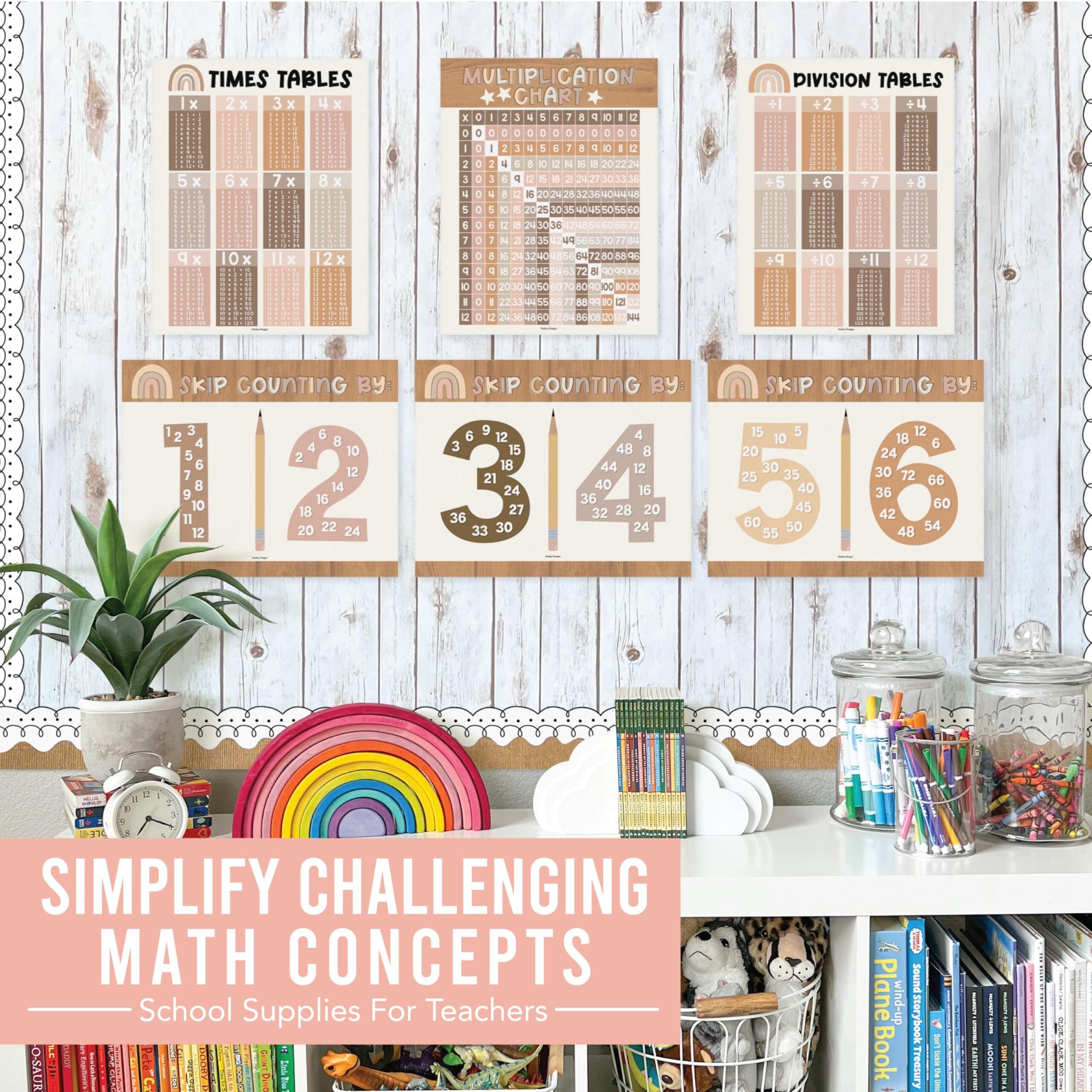 9 Boho Multiplication Chart Poster for Wall Multiplication Poster for ...