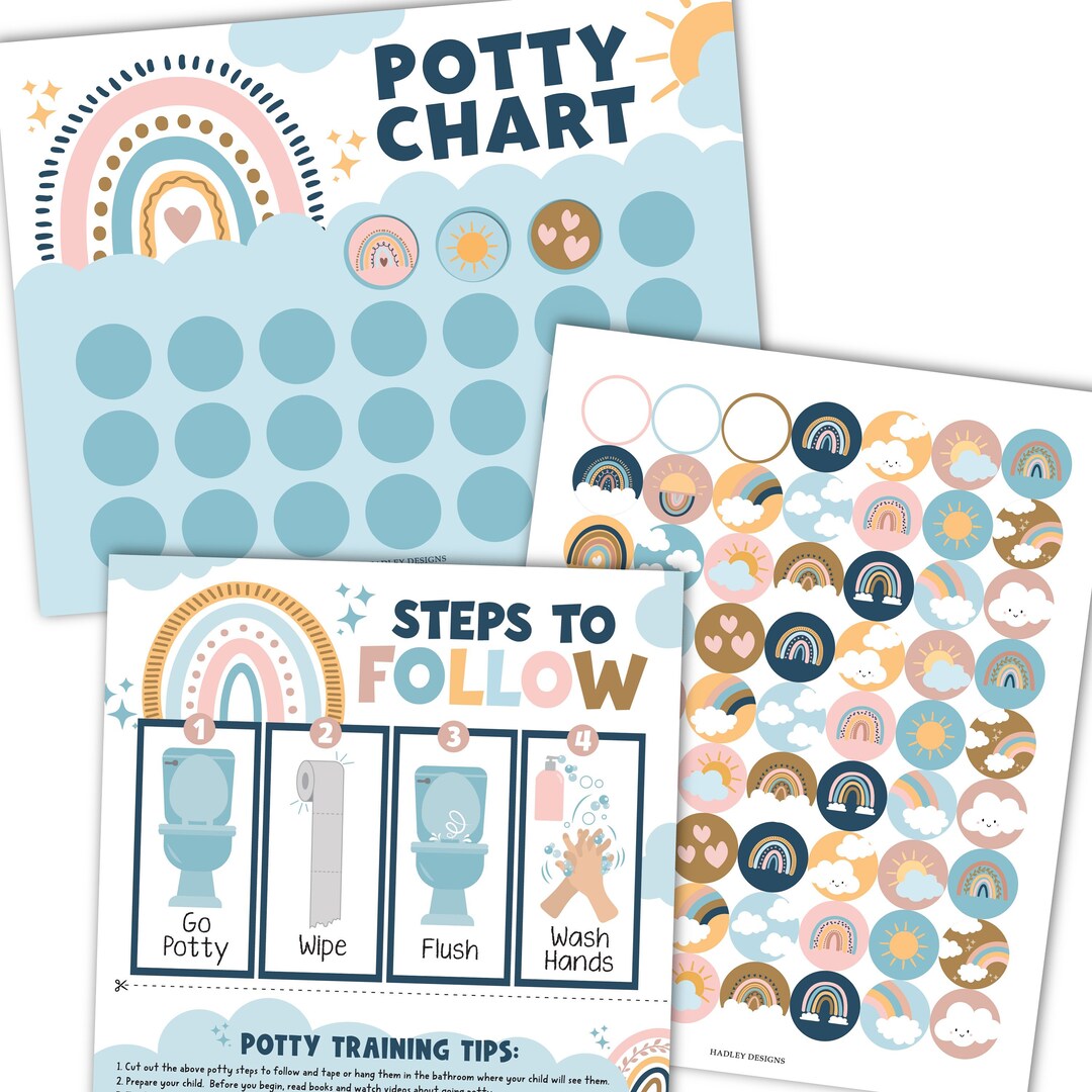 Boho Potty Training Chart for Toddler Girls Potty Training Sticker ...