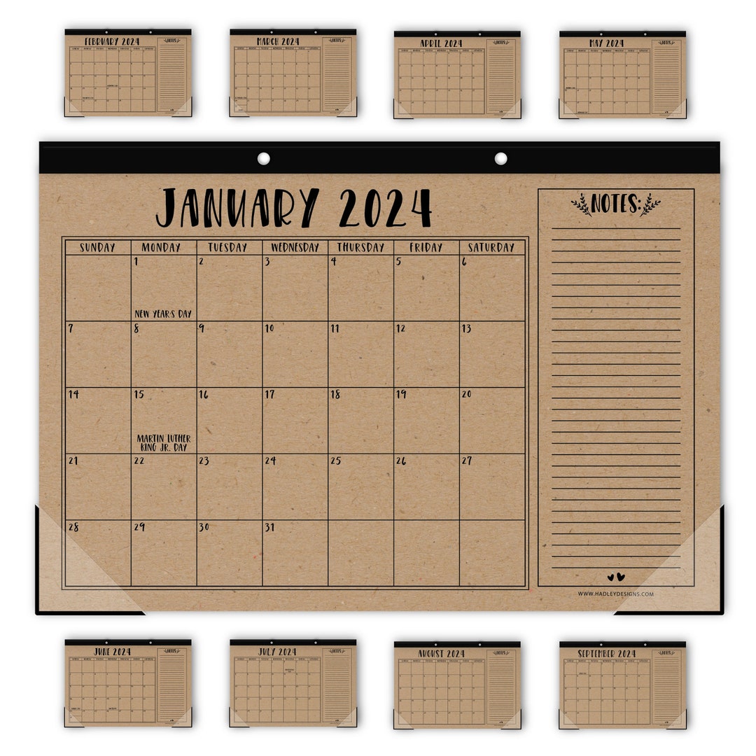 Rustic Large Desk Calendar 2024-2025 Desk Calender 2024 Monthly ...