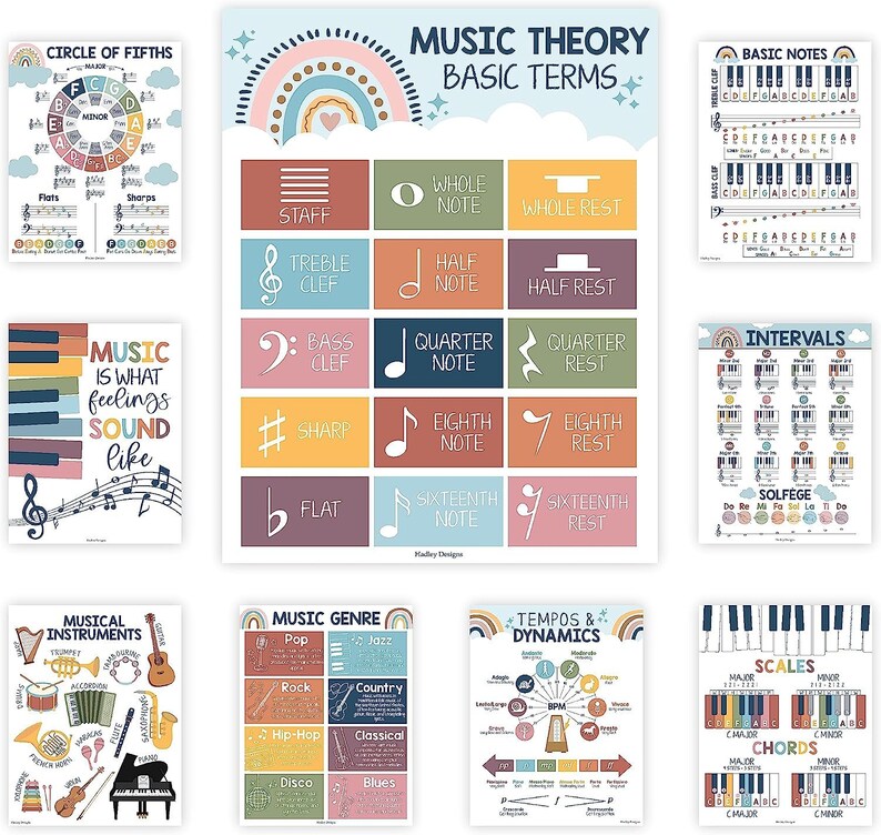 9 Boho Music Classroom Posters Choir Posters, Solfege Poster, Music ...