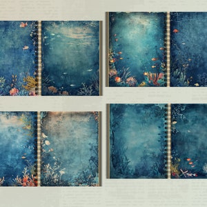 Dark Blue Underwater Design Digital Paper, Printable Under the Sea ...