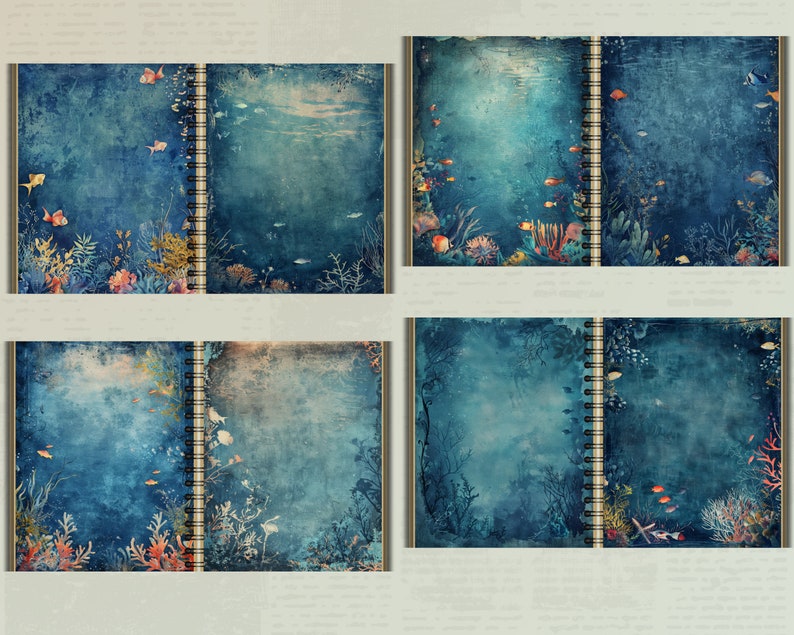 Dark Blue Underwater Design Digital Paper, Printable Under the Sea ...