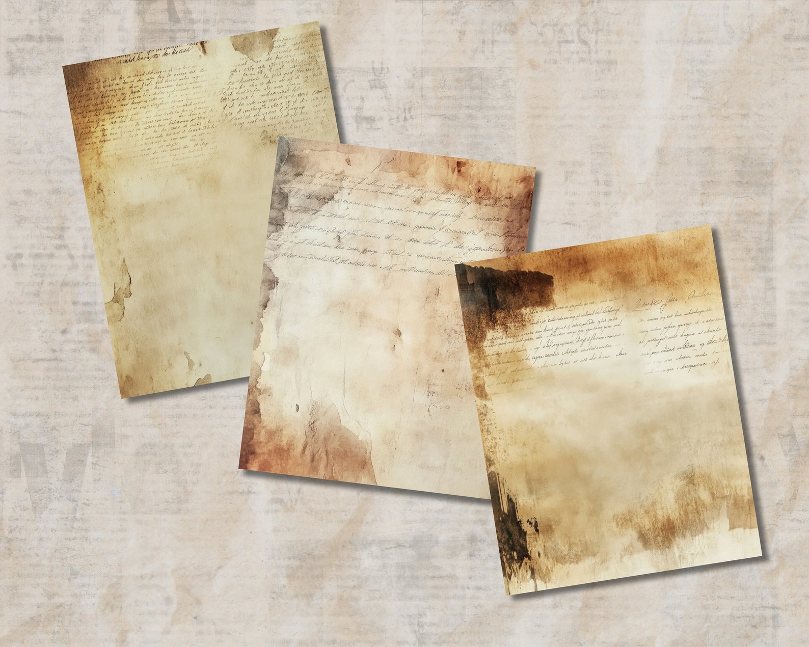 Vintage Old Writing Digital Paper L Distressed Grunge Texture Printable ...