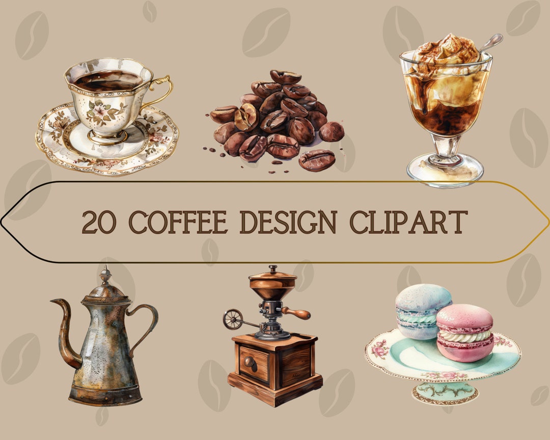 Vintage Coffee Design Digital Clipart Image L Printable Cafe Stuff ...