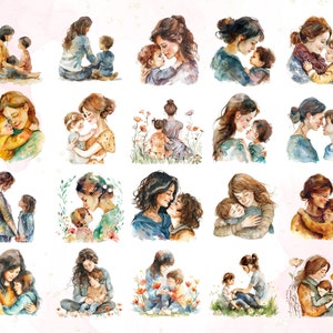 Love Mother and Child Hug Digital Clip Art Image L Cute Mother's Day ...