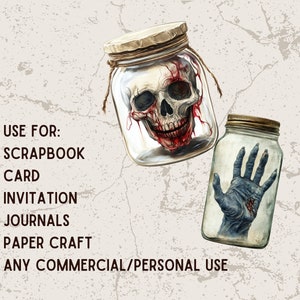 Creepy Halloween in Jar Digital Clipart L Printable Scary Design Clip ...