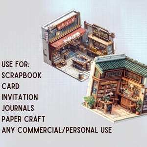 Cute Isometric Traditional Asian Store Digital Clipart L Printable Old ...